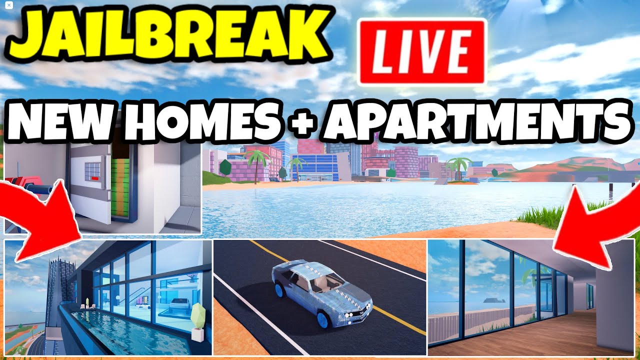 ROBLOX JAILBREAK! {🔴LIVE🔴} NEW HOMES & APARTMENTS UPDATE! | GRINDING ...