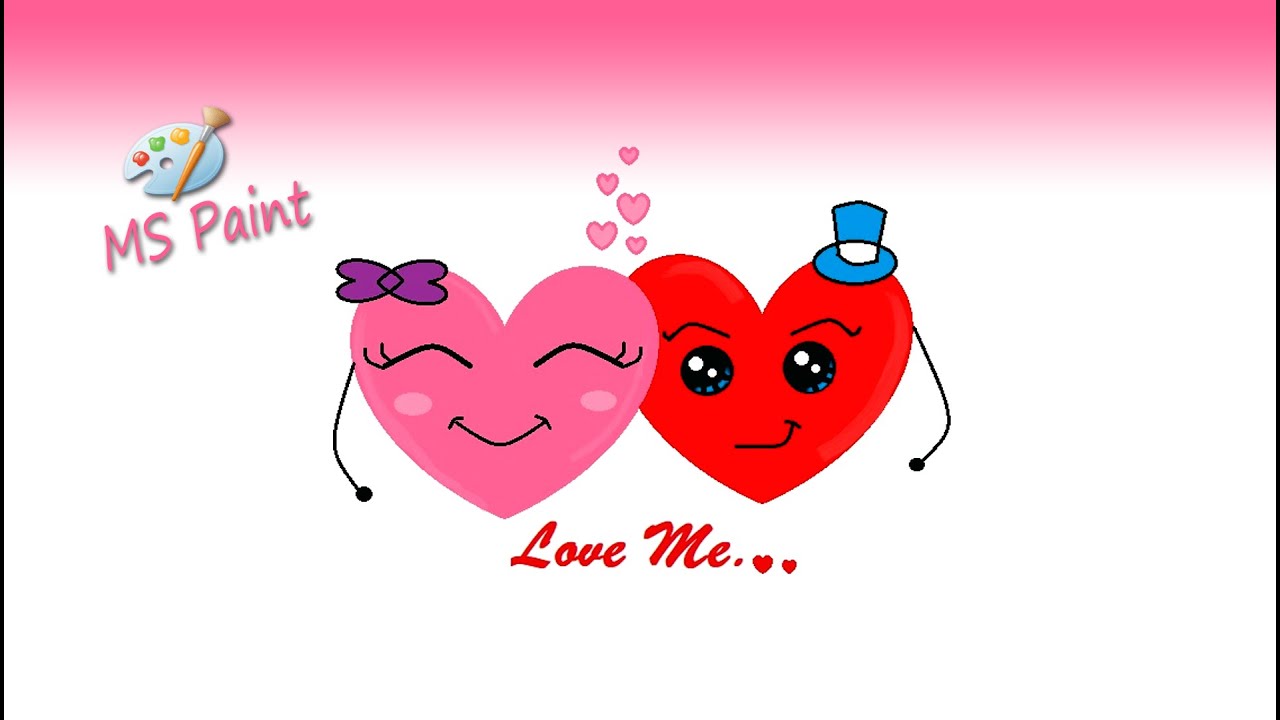 Beautiful Love shapes Drawing || How to Draw in MS Paint || Drawing in ...