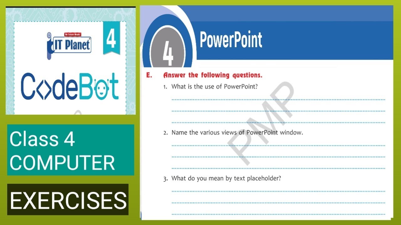 Exercise Powerpoint Chapter 4 Class 4 Computer Codebot Aps Youtube