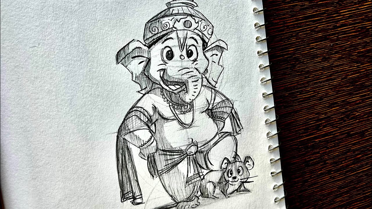 Easy Draw (Ganesha With Mushak) drawing for beginners😍 - YouTube