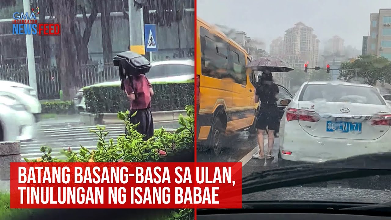Batang basang-basa sa ulan, tinulungan ng isang babae | GMA Integrated ...