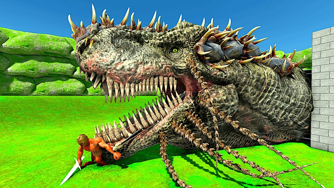 Monstrous giant T-Rex head devouring prey - ARBS - YouTube