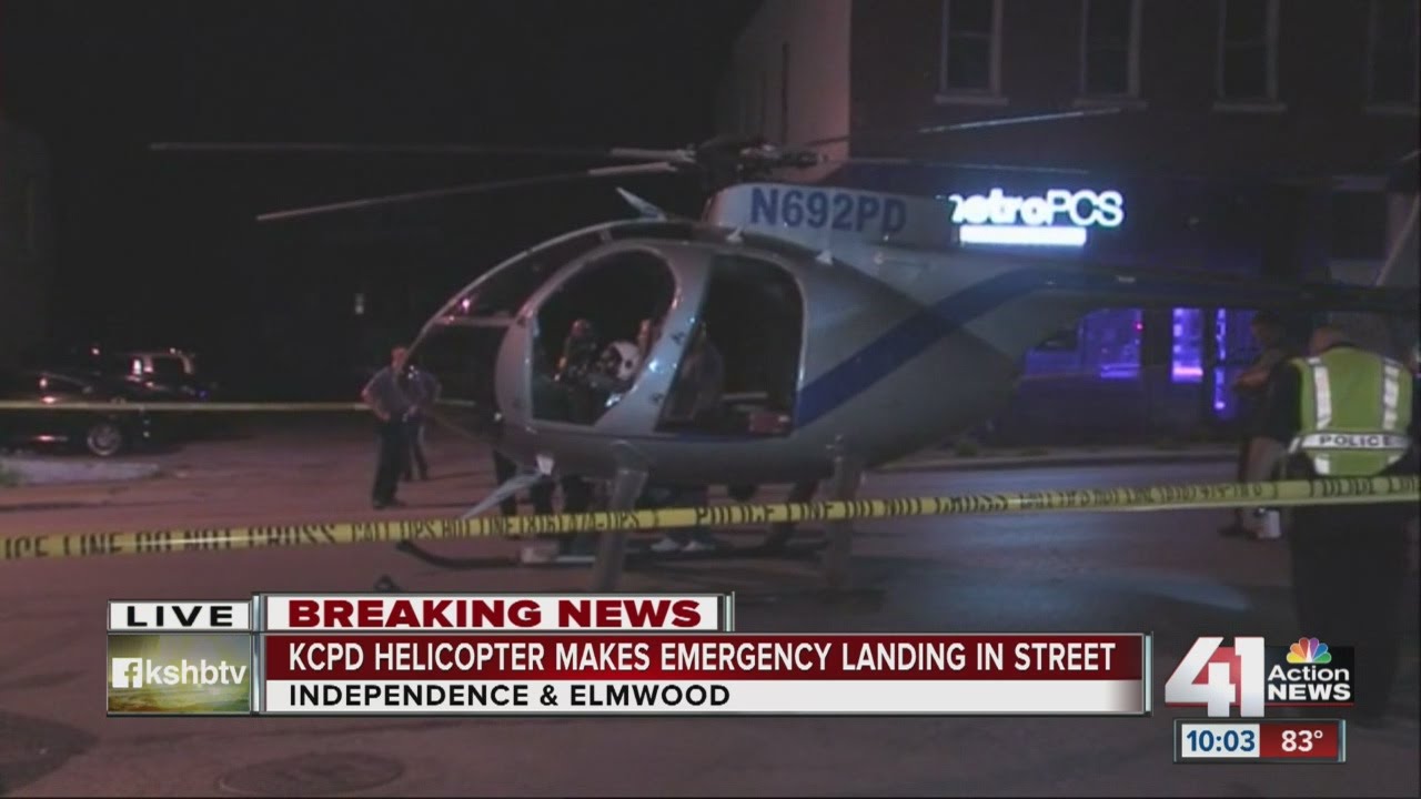KCPD helicopter makes emergency landing - YouTube