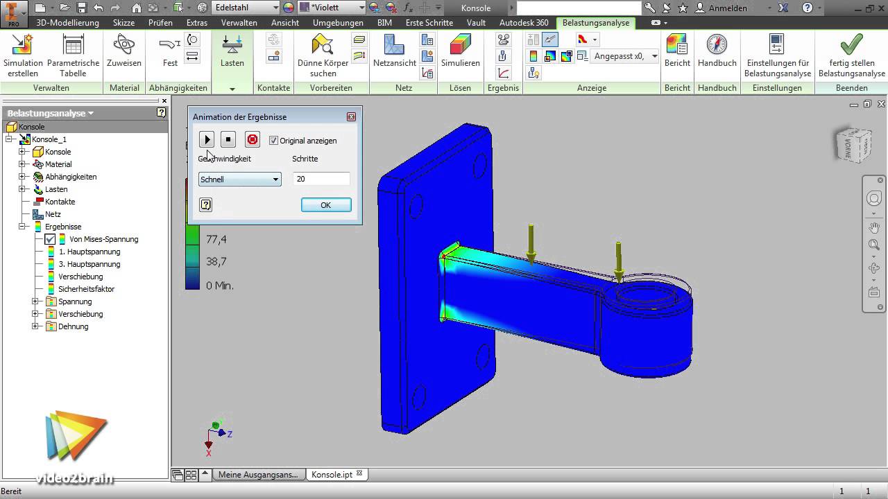 Finite Elemente Methode In Autodesk Inventor Tutorial Trailer Youtube