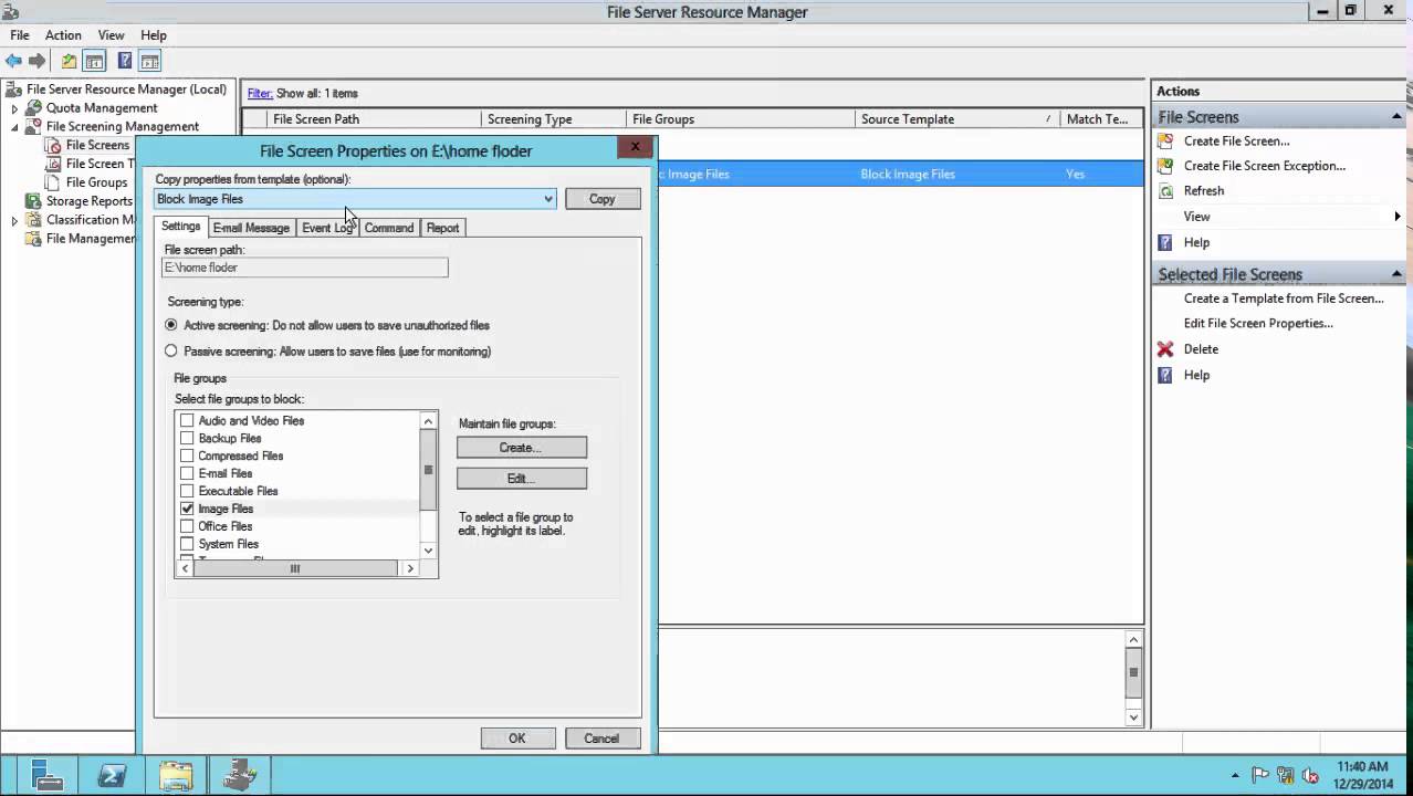 configuring file screening using fsrm in windows server 2012 - YouTube
