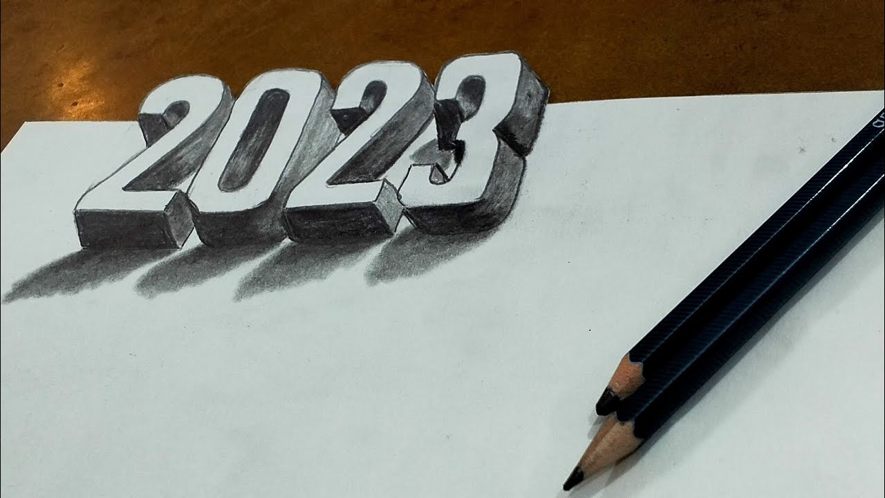 2023 3d drawing | 2023 drawing | 2023 Happy New year - YouTube