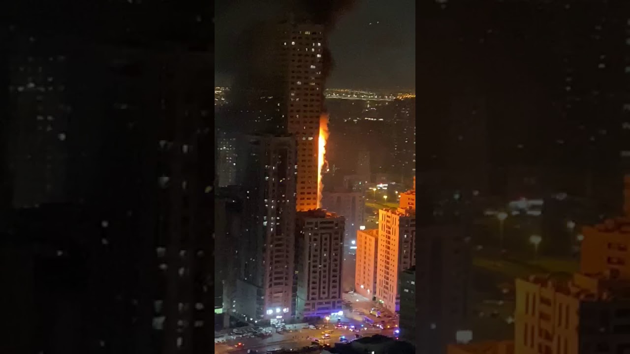 High rise building on fire in Al Nahda, Sharjah. - YouTube
