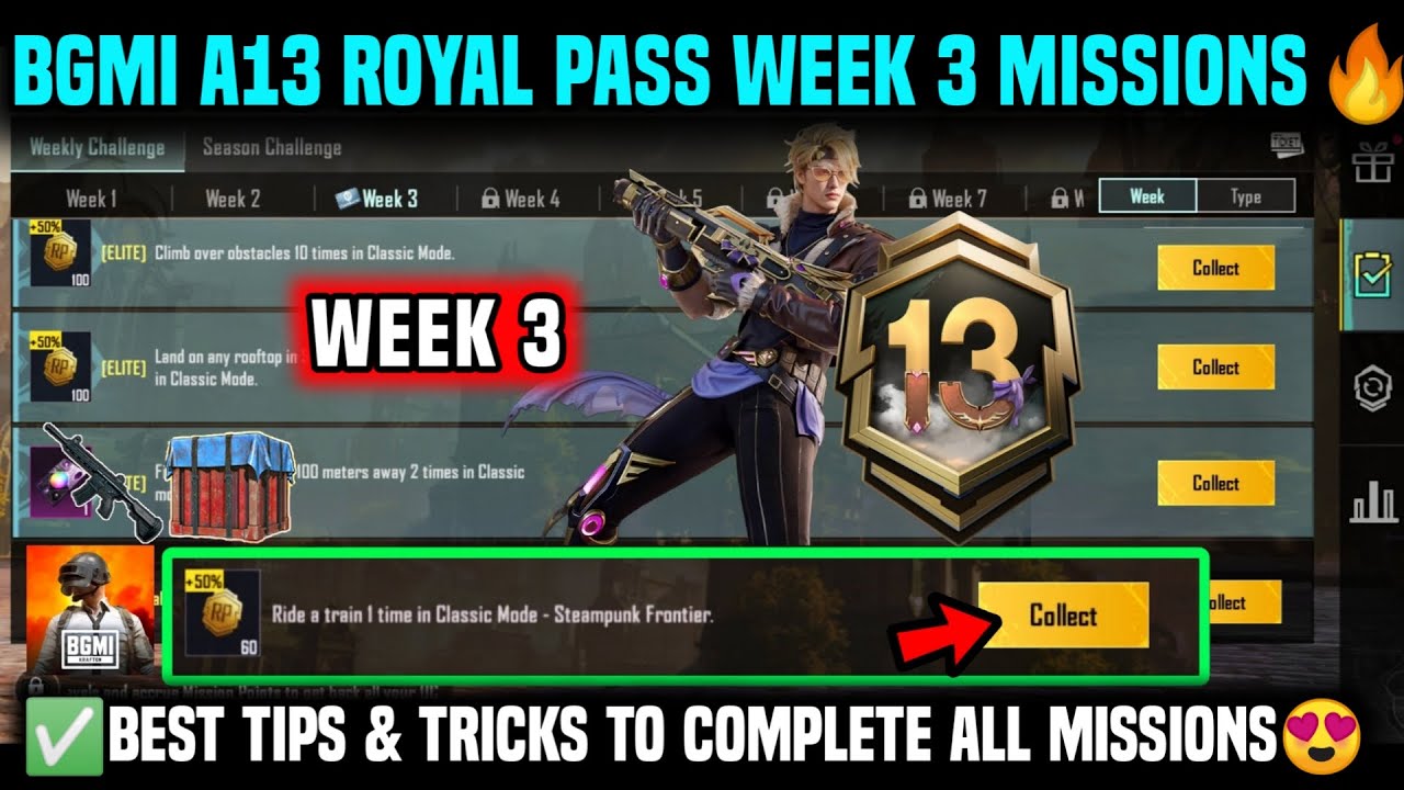 A13 WEEK 3 MISSION | BGMI WEEK 3 MISSIONS EXPLAINED | A13 ROYAL PASS WEEK 3 MISSION | C8S23 WEEK ...