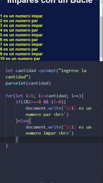 Numeros Pares e Impares con un Bucle For en JavaScript #short - YouTube