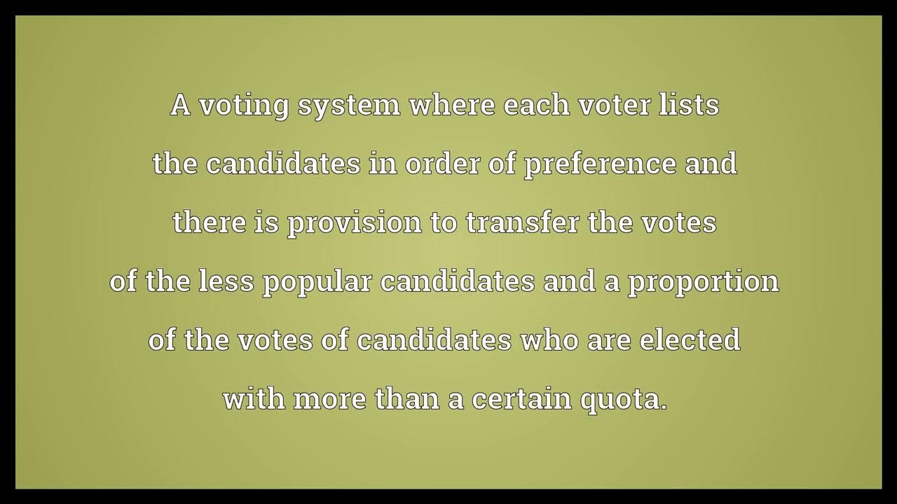 Single transferable vote Meaning - YouTube
