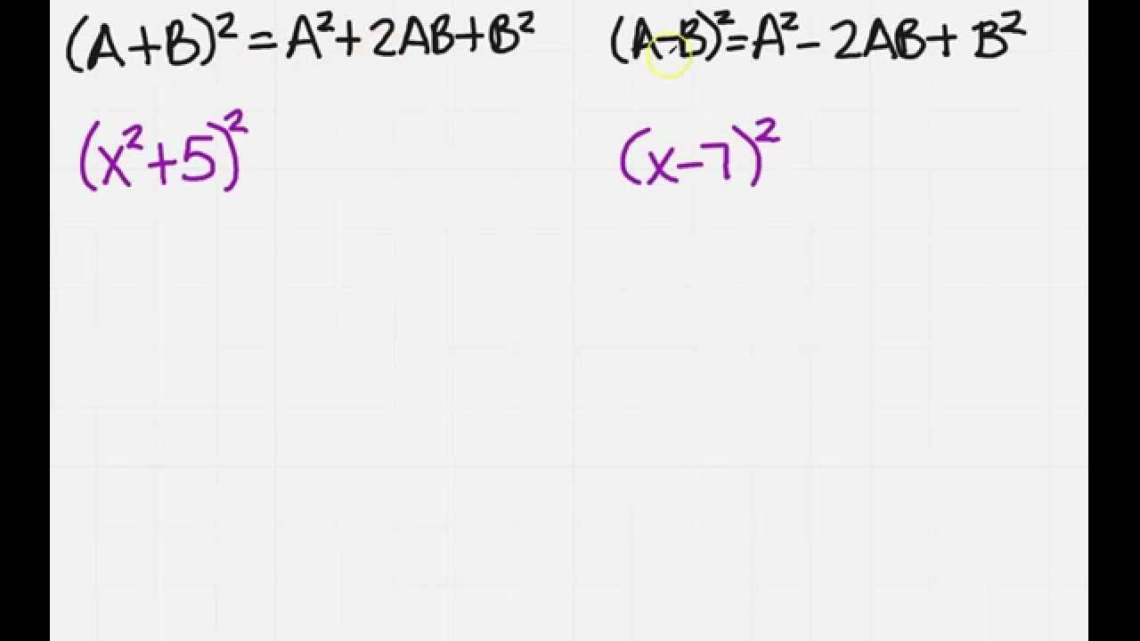 Square of a binomial sum or difference - YouTube