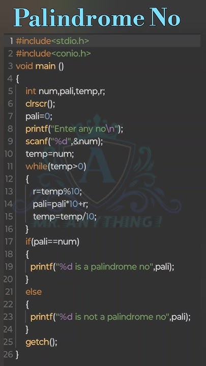 Palindrome Number C Program C Language Cprogramming Cprogram Palindrome Coding