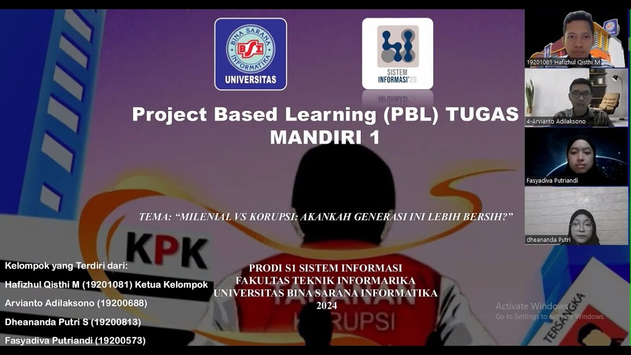 Project Based Learning 1 (Tugas Mandiri 1) Bahasa Indonesia | Milenial vs Korupsi | ubsi ...