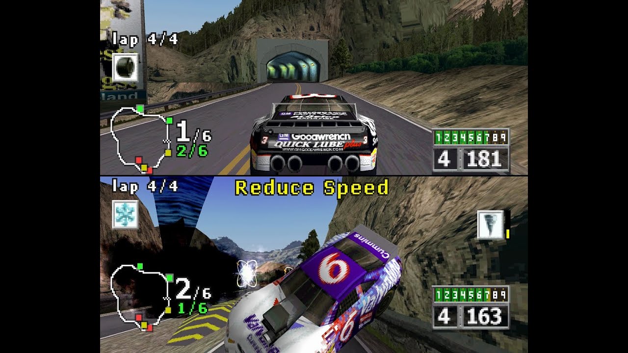 NASCAR Rumble PlayStation Co-op Team race All Stages 2 player 60fps ...