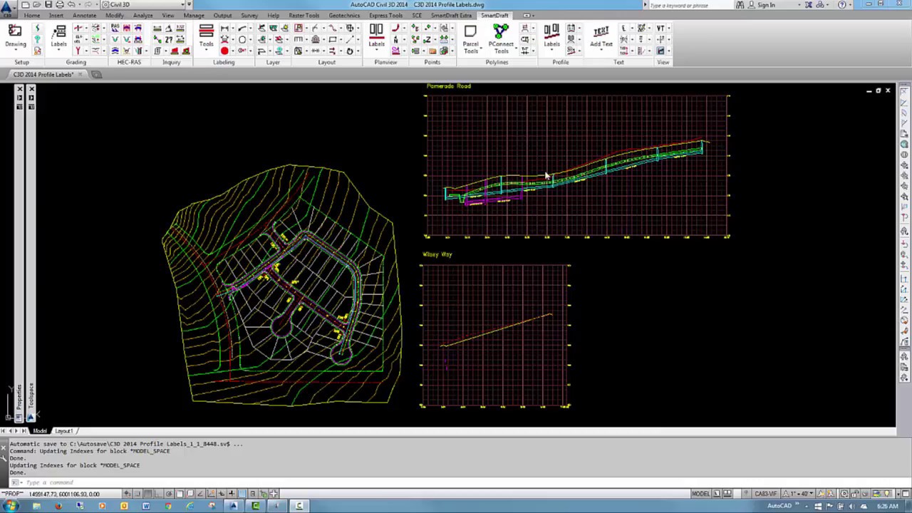 SmartDraft Profile Labels: 3 Line Profiles in Civil 3D or BricsCAD v21 Pro - YouTube