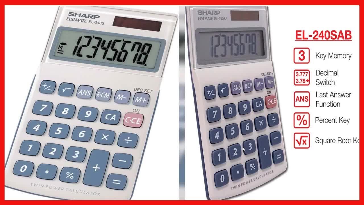 Great product - Sharp HO EL240SB 8 Digit Solar and Battery Powered ...