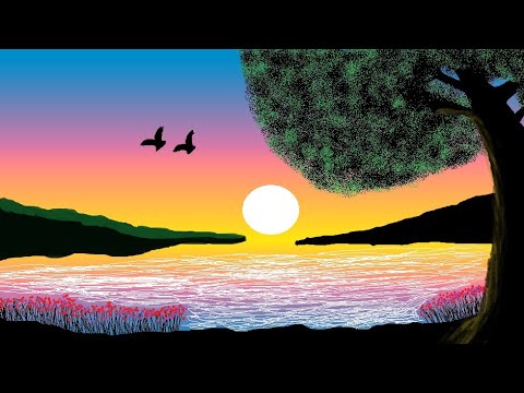 Sunrise drawing | Ms paint | Computer drawing in ms paint | Sunrise ...