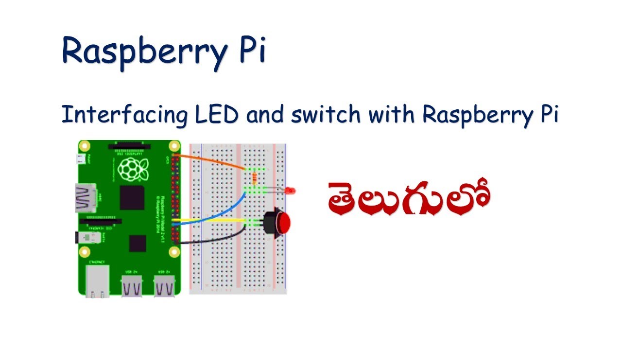 iot Raspberry Pi in telugu ||Interfacing LED and switch with Raspberry ...