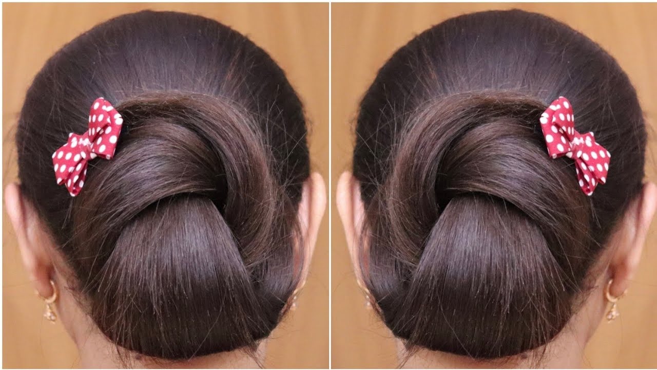 Quick Super Easy Bun Hairstyle For Long Hair Girls | Summer Hairstyles ...