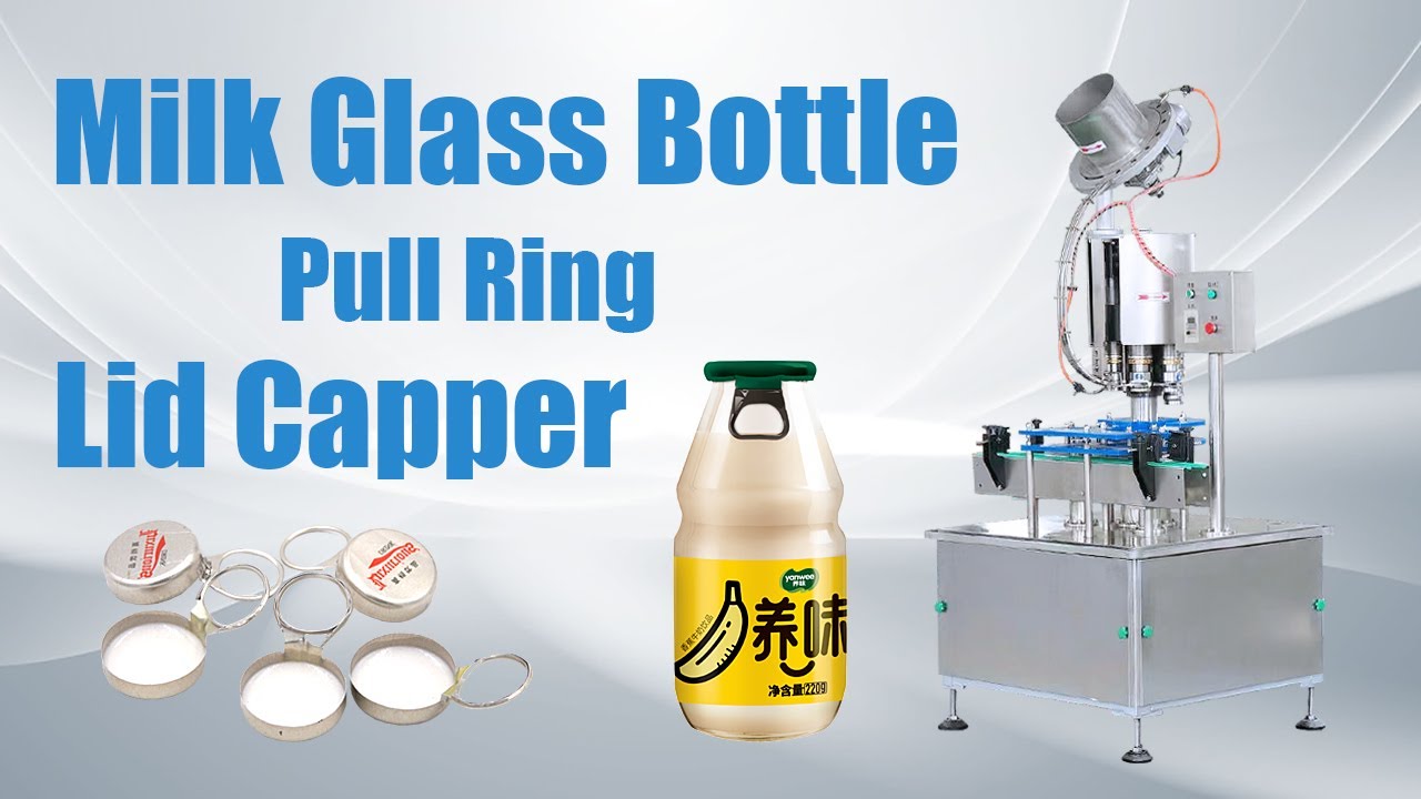 HYRS-C Milk Glass Bottle Pull Ring Lid Automatic Capping Machine - YouTube