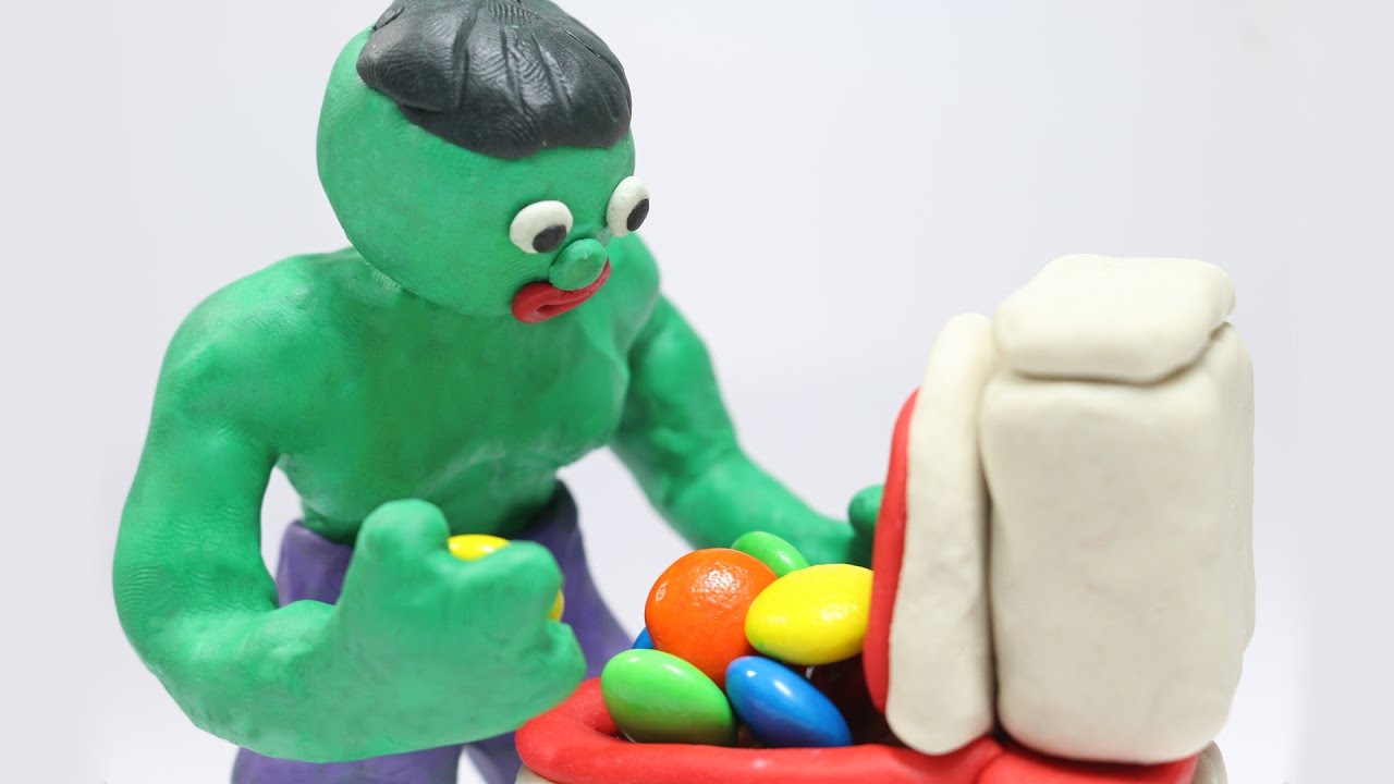 Hulk CANDY FROM A TOILET 💗 Play Doh Stop Motion Superheroes in Real ...