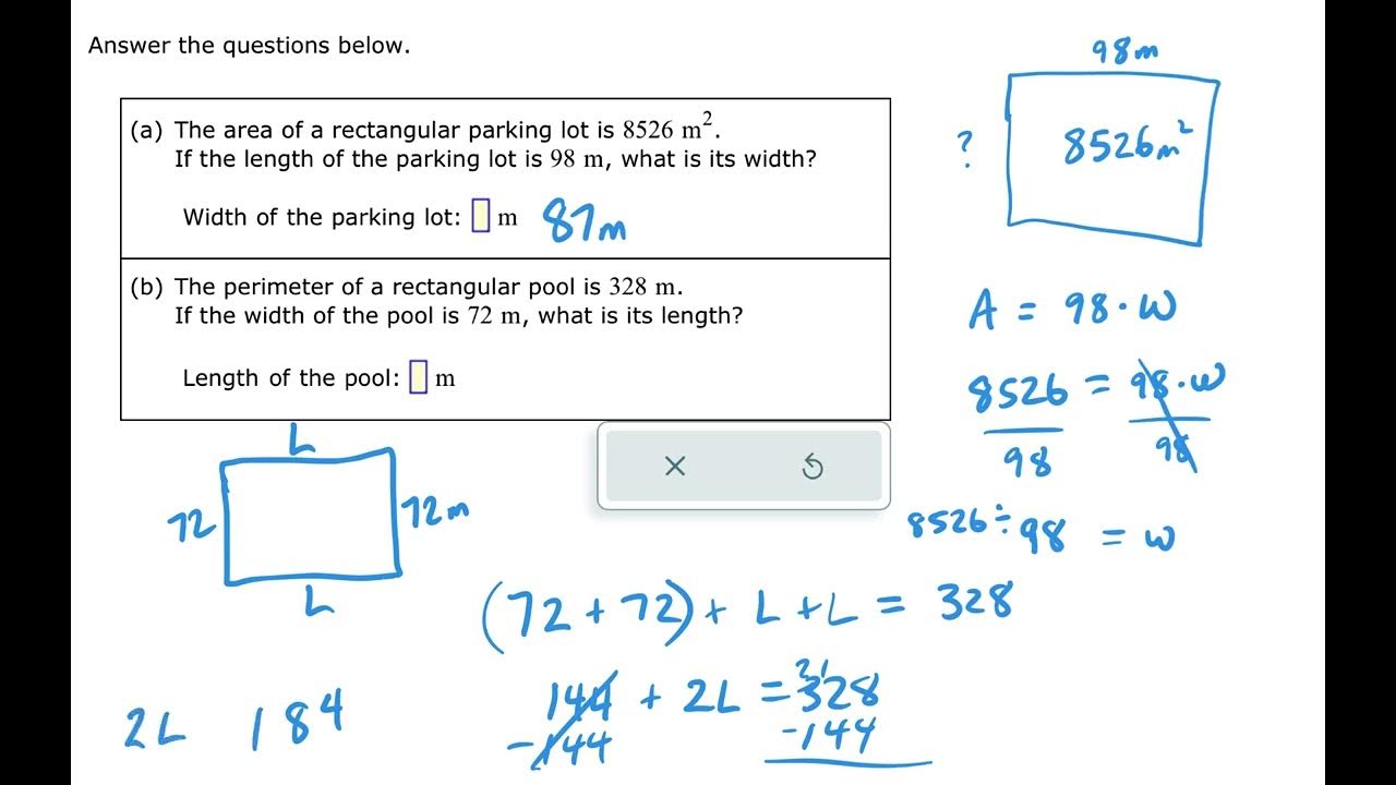 Finding side lengths of rectangles given one dimension and an area or ...