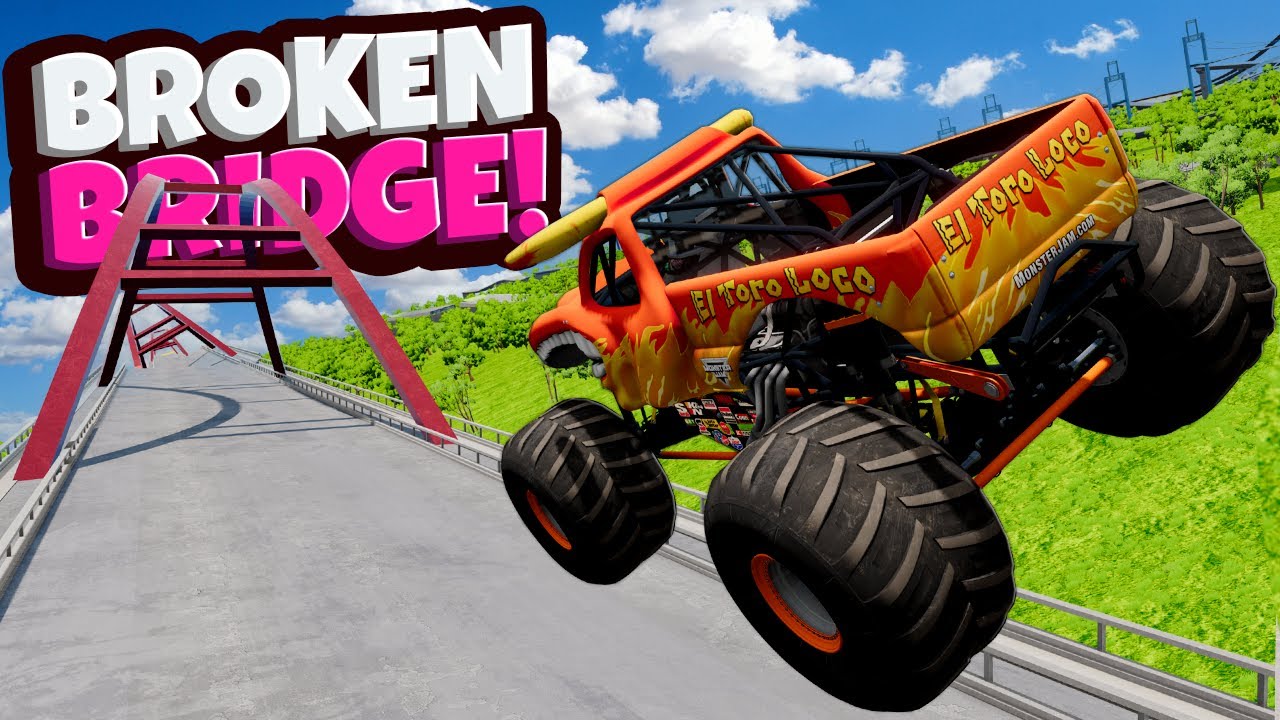 Using Random Vehicles to Jump BROKEN BRIDGES in BeamNG Drive Mods ...