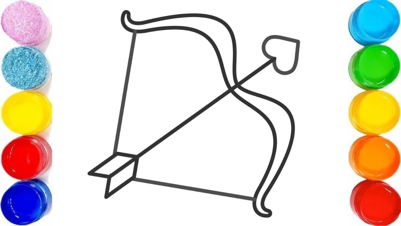how to draw a cupid Bow and Arrow easy for kids and toddlers - YouTube