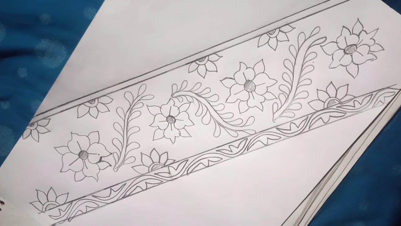 How to draw clothes border design || beautiful border design - YouTube
