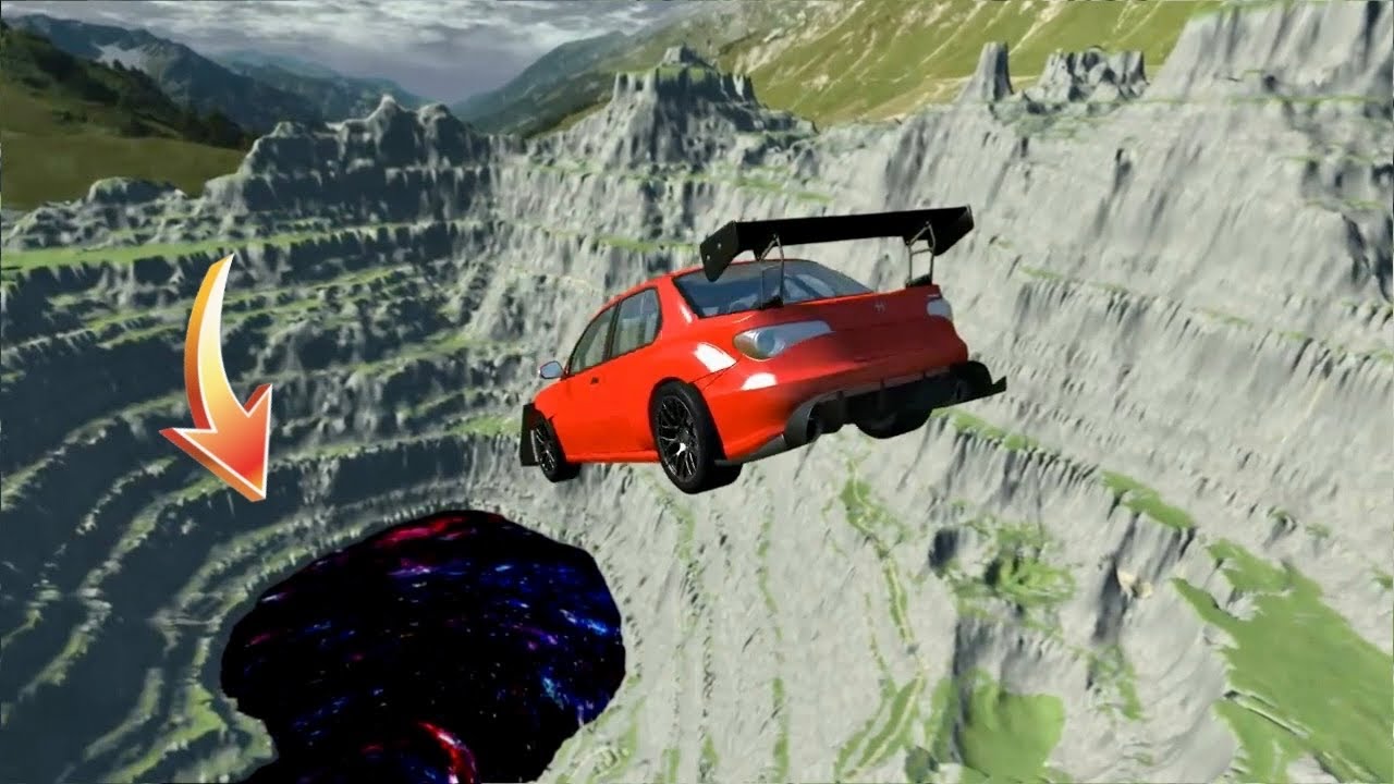 Car Jumps & Falls Into Giant Black Hole 4 - BeamNG.Drive - YouTube