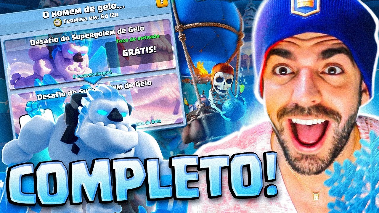 MELHOR DECK PARA COMPLETAR O DESAFIO DO SUPER GOLEM DE GELO NO CLASH ...