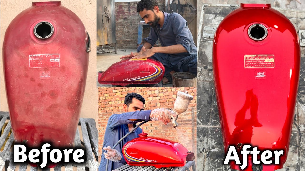 How to remove fuel tank scratches and recover shine - YouTube