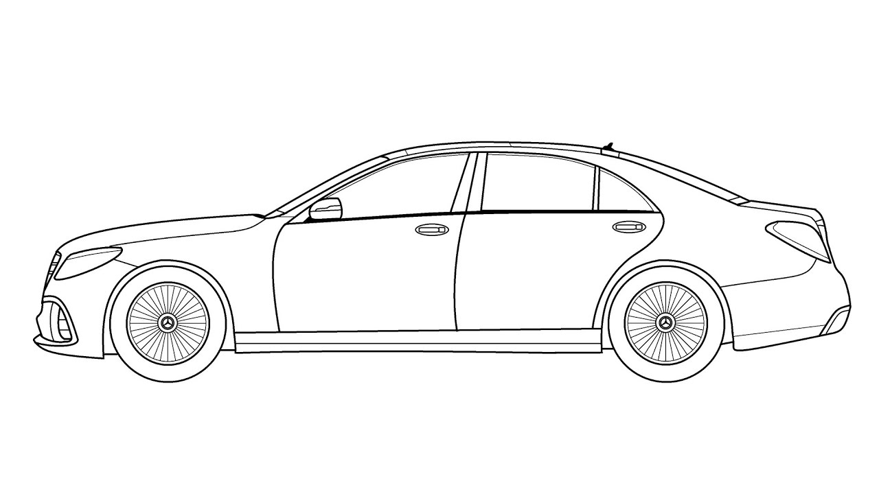 How to draw Mercedes Benz Car in Ms Paint | Mercedes Car Drawing. # ...