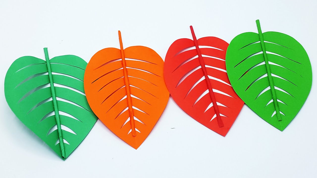 COLOR PAPER REALISTIC LEAVES | DIY Home Decor Ideas | Paper Leaves ...
