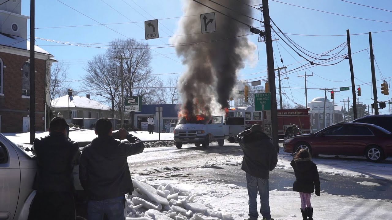 Van on fire in Durham North Carolina - YouTube