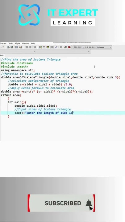 Program in C++ to find the area of the Scalene Triangle | # ...