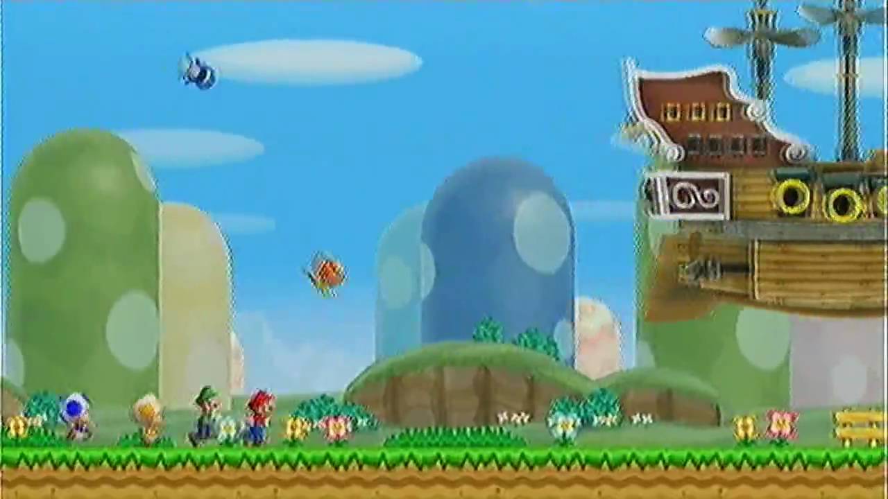 New Super Mario Bros. Wii - World 1-1 Walkthrough Part 1 - YouTube