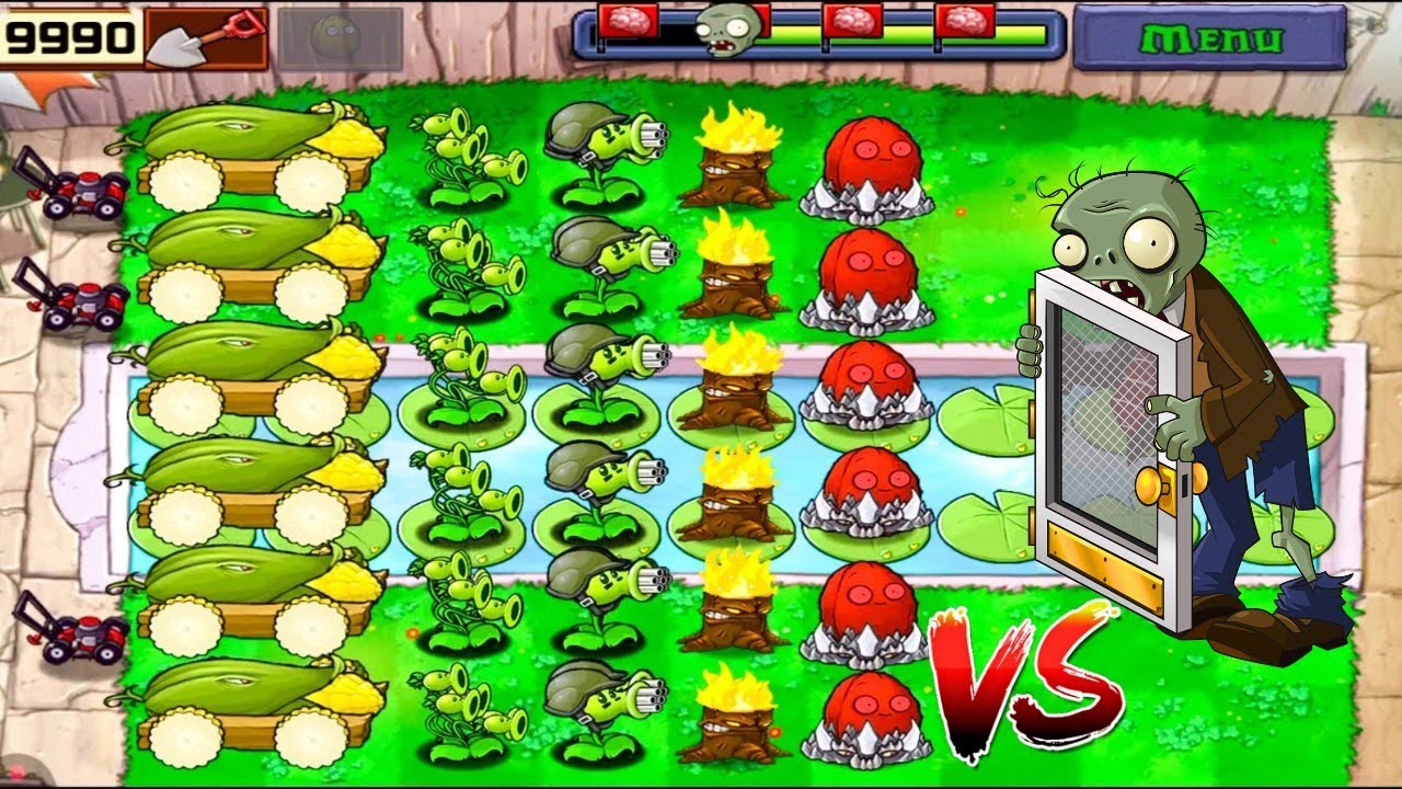 Plants Vs zombies | Plants Team Vs Screen Door Zombie Full Gameplay ...