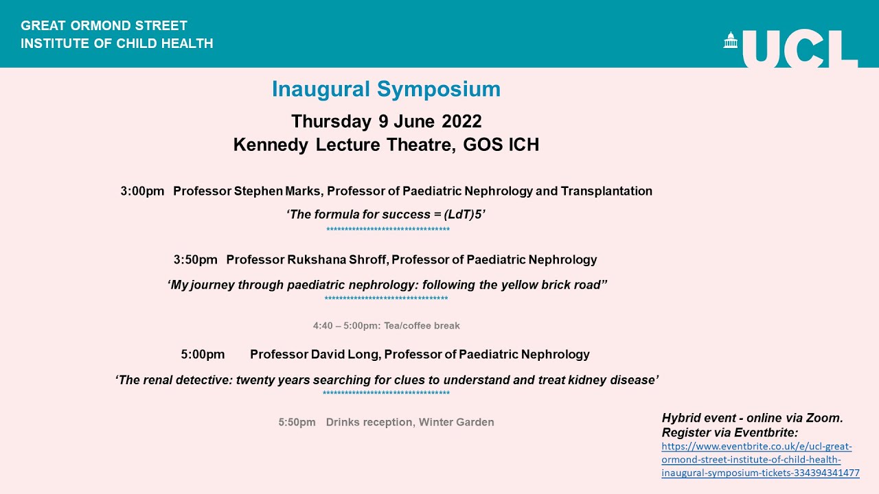 Inaugural lecture by Professor Stephen Marks, Professor of Paediatric ...