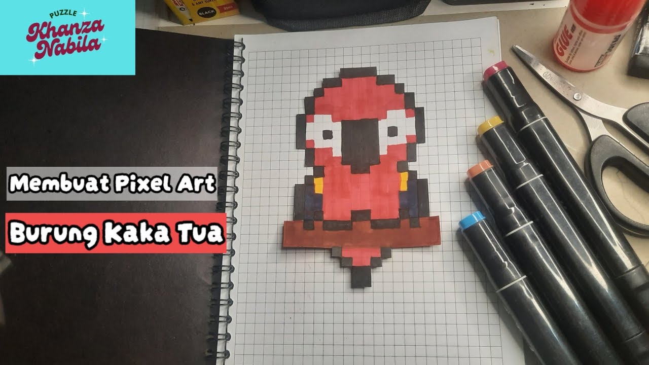 How to make Pixel Art Burung Kaka Tua#pixelart #pixelideas #burung ...