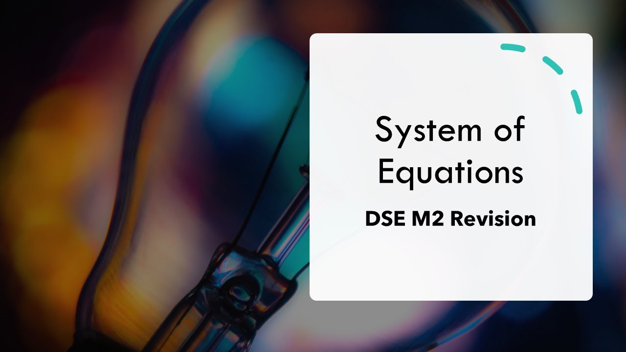 DSE Revision(M2) - System of Equations - YouTube
