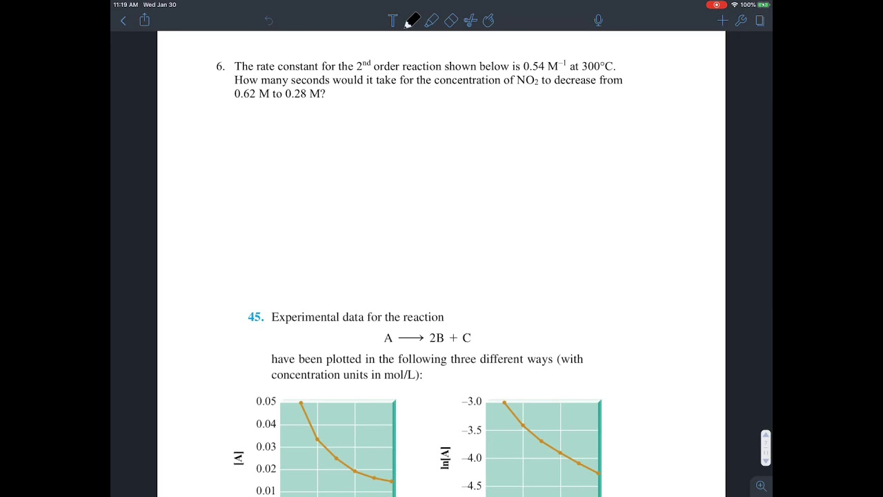 Kinetics - 2nd Order Rate Laws / Graphs - YouTube