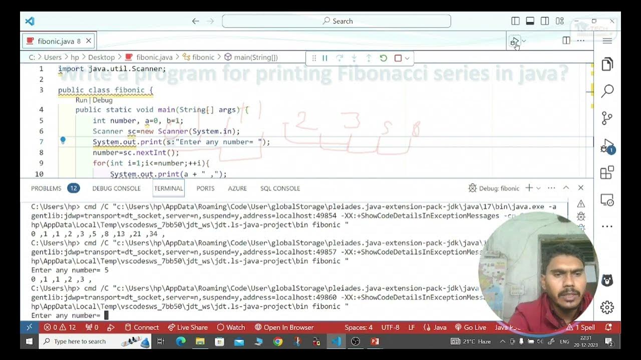 Java program to print Fibonacci Series | K-Tech Bhilwara - YouTube