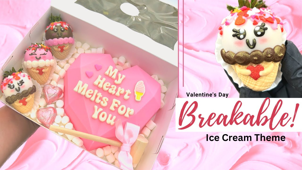 How to Valentines Day Breakable Heart | Ice Cream Strawberries | Step ...