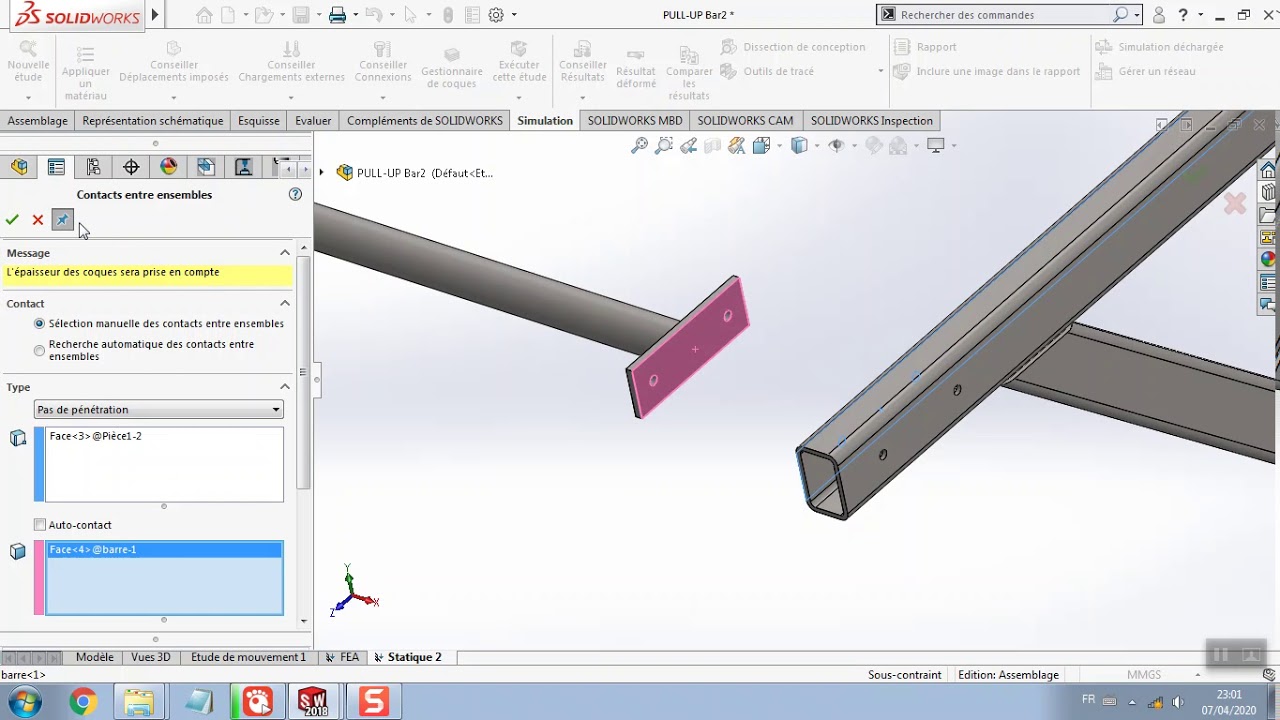 pull up bar strength study with solidworks FEA - YouTube