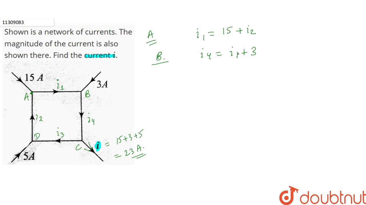 Shows a network of currents. The magnitude of the current is shown here ...