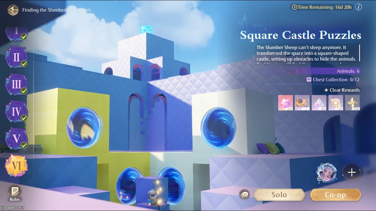 Infinity Nikki: Square Castle Puzzles Finding the Slumbering Animals ...