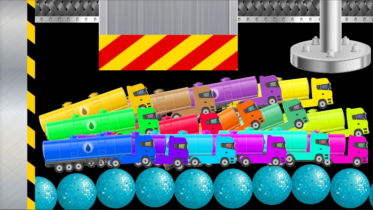 Tank Truck Race - Color Stickman Car Vs Metal Hydraulic Press AND ...