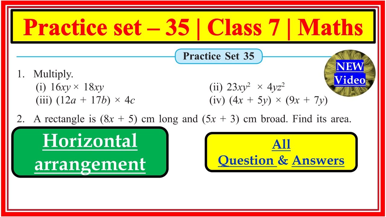 Practice set 35 class 7 math's | Horizontal arrangement - YouTube