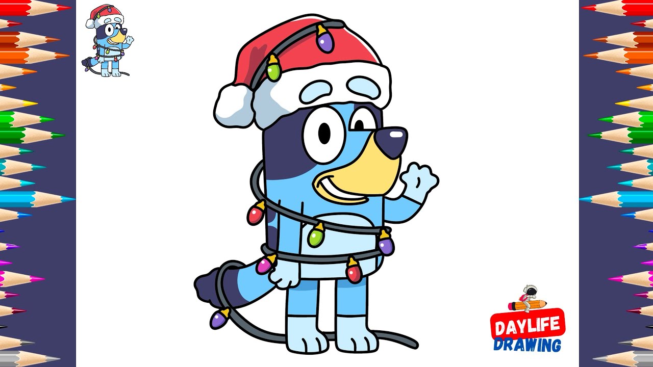 How to Draw Christmas Bluey | Easy Christmas Drawing Tutorial - YouTube